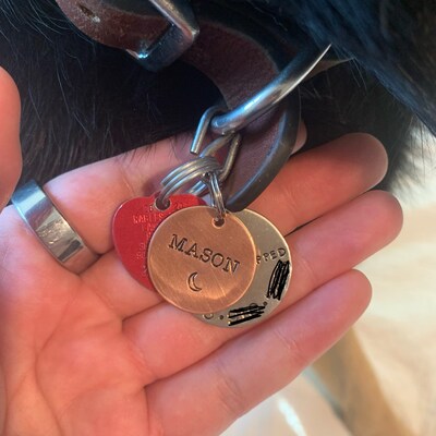 Stacked Dog Id / Dog Name Tag/ Puppy Tag / Custom Pet Tags / Hand ...