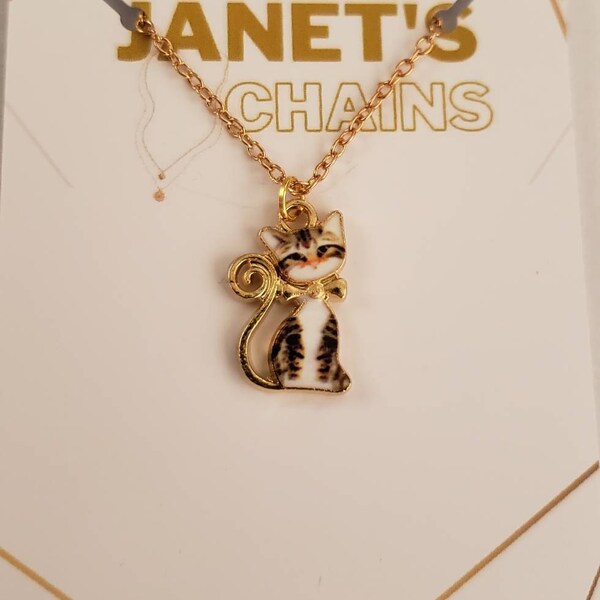 Dainty Cat Pendant/cutest Kitten Necklaces/five Little Gold Toned ...