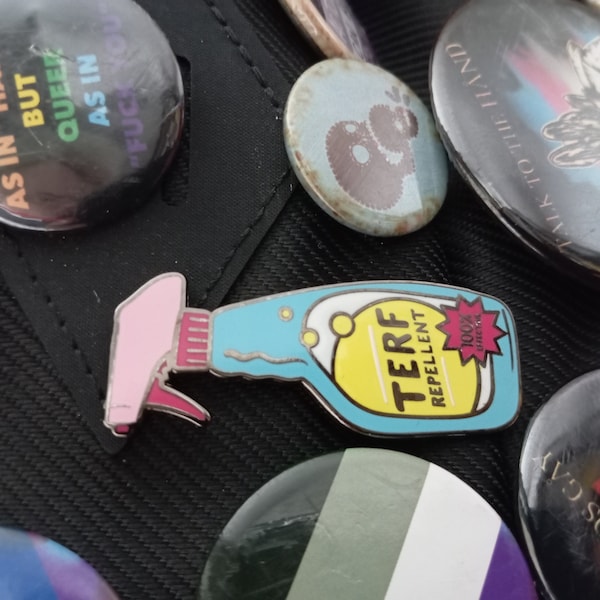 TERF Repellent Enamel Pin | Trans Rights Pride Badge - Etsy