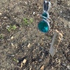 Stained Glass Teal Blue Bunny Rabbit Plant Stake, Garden Art - Etsy