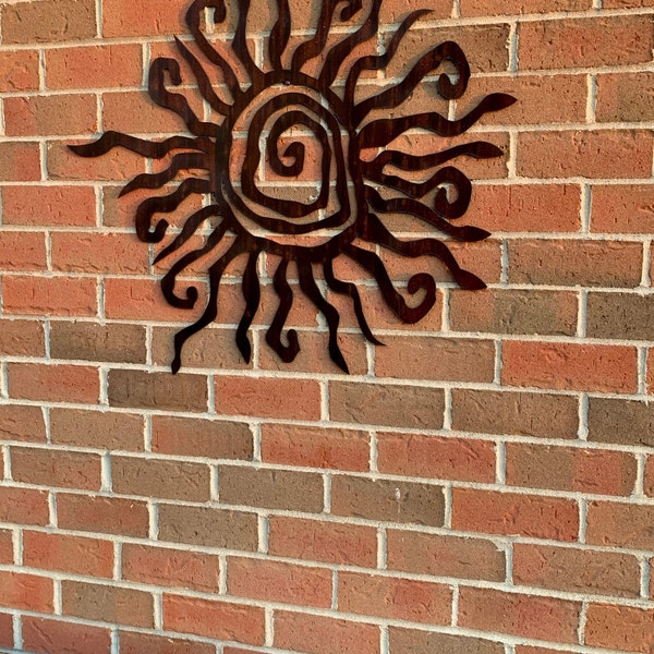 Rustic Sun Indoor/outdoor Wall Decor 30" Recycled Steel Custom SUN - Etsy
