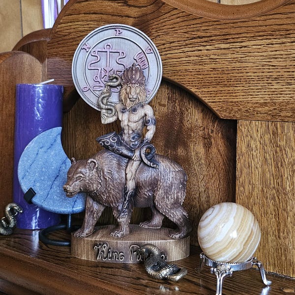 King Purson Wooden Statue, Goetia Demon Sculpture, Occult Decor - Etsy