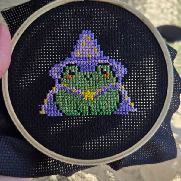Wizard Frog Cross Stitch Pattern - Wizard Frog Cross Stitch - Cross ...