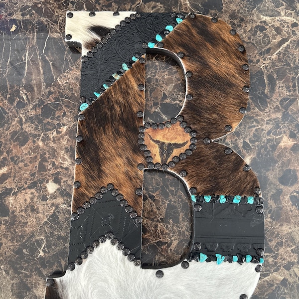 Cowhide Letters 18” - Personalized Western Wall and Shelf Decor *made ...