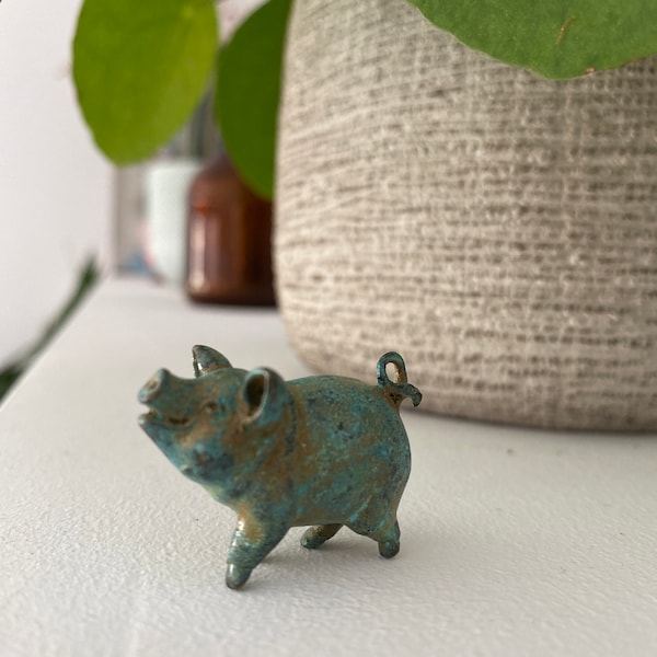 Bronze Pig Statue Ancient Miniature Small Figurine Copper Piggy ...