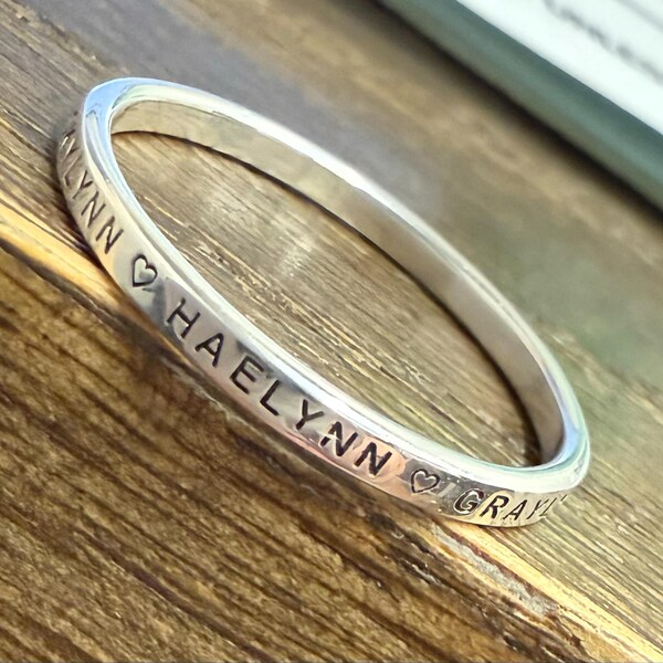 Dainty Stacking Name Ring by Grace Personalized - Custom Engraved ...