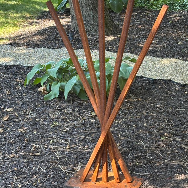 Modern Rusted Metal Sculpture for Garden or Patio | Abstract Outdoor ...