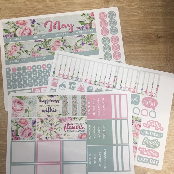 May Monthly Stickers for Erin Condren Life Planner, Printable May ...