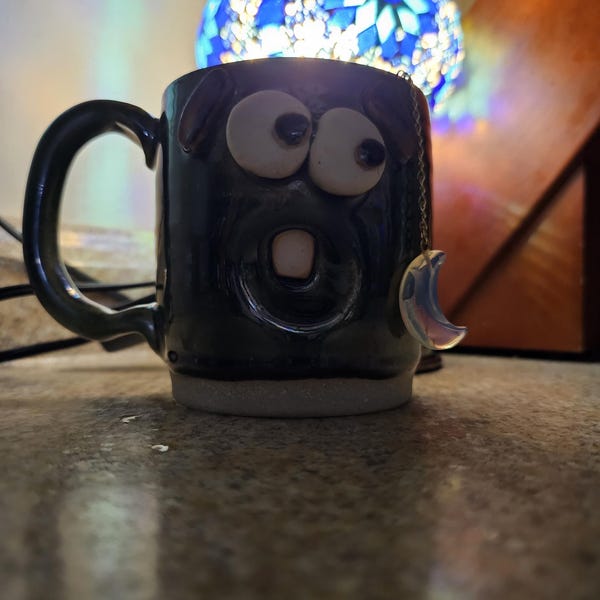 PENELOPE Pottery Chicken Mug in Blue. Cute Hot Tea Mug. Funny Face ...