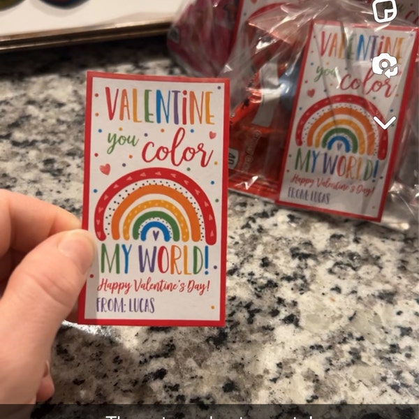 Editable Rainbow Valentine's Day Gift Tag Valentine You Color My World ...