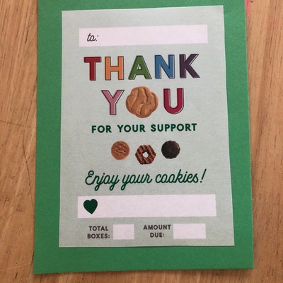 Girl Scout Cookie Thank You Tags Delivery Note Enclosure Daisy Brownie ...