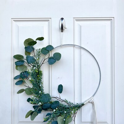 Modern Summer Wreath, Minimalist Wreath, Year Round Wreath, Gold Hoop ...