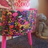 Pink Round Side Table With Floral Design. Fun Bright Decor, Quirky ...