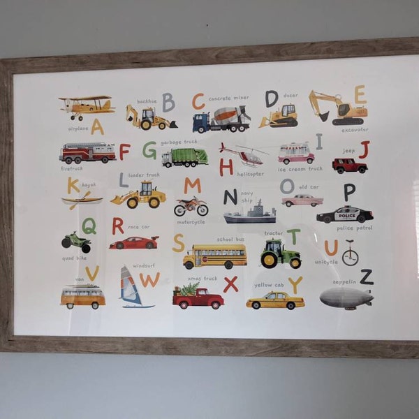 Transportation Alphabet Print, Car ABC, Vehicle Letters Art, Classroom ...