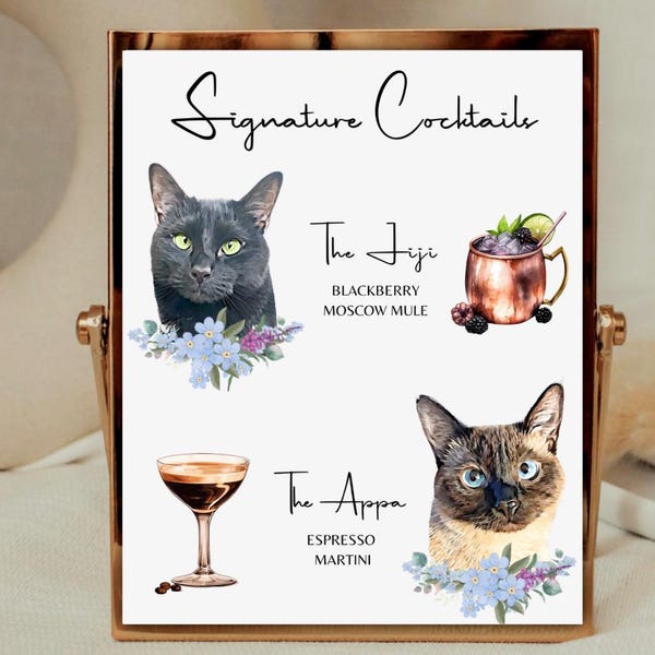 Cat Signature Drink Sign, Dog Signature Drink, Cat Signature Cocktails ...