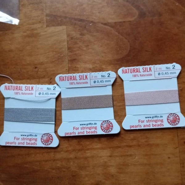 Griffin Pure Silk Thread Card 2 Meters Choose Your Color and Size Comes ...