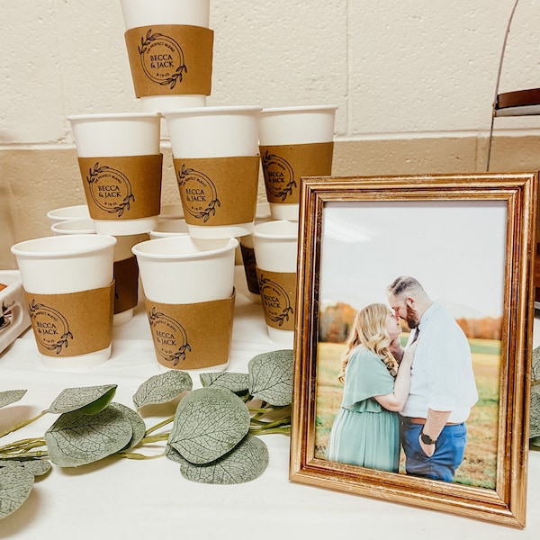 Custom Wedding Coffee Cup Sleeves or Cups With Lids | Personalized ...