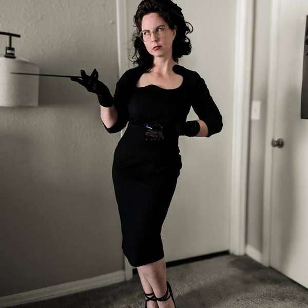 Janice - Old Hollywood Pencil Dress Curve Neckline - Etsy