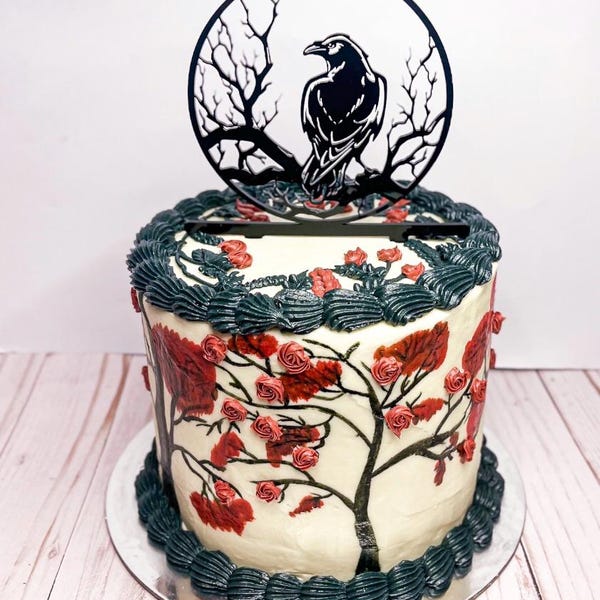 Raven on Branch 225-B564 Cake Topper - Etsy
