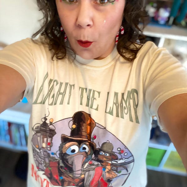 Muppet Christmas Carol Gonzo Rizzo Light the Lamp Not the Rat Shirt ...