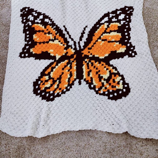 Monarch Butterfly Afghan, C2C Crochet Pattern, Written Row Counts, C2C ...