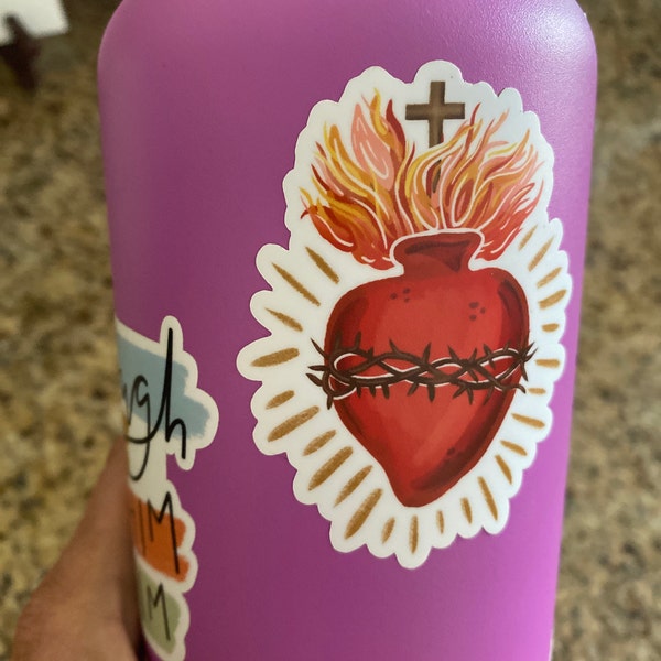 Sacred Heart Sticker, Sacred Heart Decal, Sacred Heart of Jesus, Sacred ...