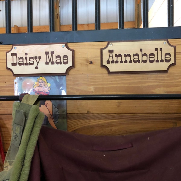 Customizable Engraved Wood Stall Sign Name Plaques Pet Animal Signs ...