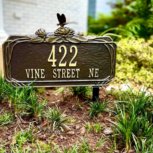 Personalized Cast Metal Yard Plaque - the Dragonfly Garden Lawn Sign. 4 ...