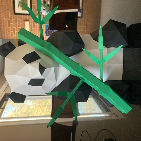 Panda Eating Bamboo Paper Sculpture,printable PDF Template,handmade ...