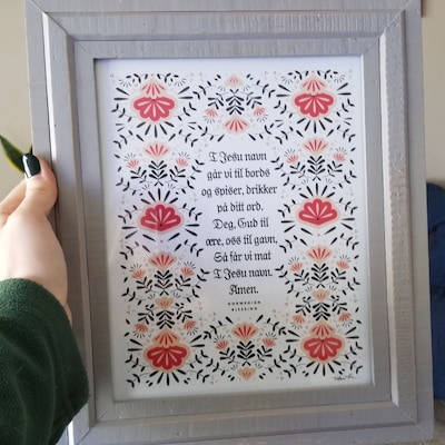 I Jesus Navn norwegian Table Prayer Modern Calligraphy Lettering Print ...