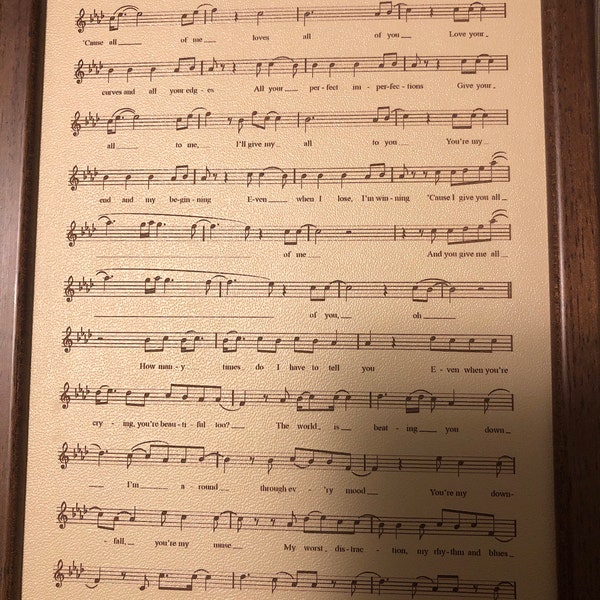 Leather Engraved Music Sheet, Personalized Framed Music Notes, 3rd ...