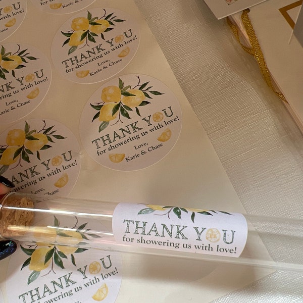 Lemon Thank You Stickers, Lemon Stickers, Lemon Bridal Shower Stickers ...