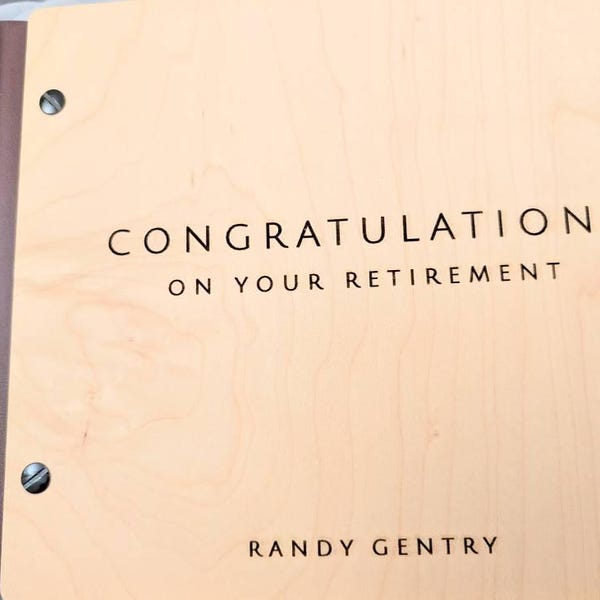 Personalized Retirement Book - Wooden Guest Book With Custom Engraved ...