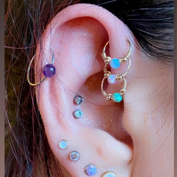 Thin Helix Earring - Cartilage Earring - Tragus Piercing - Turquoise ...
