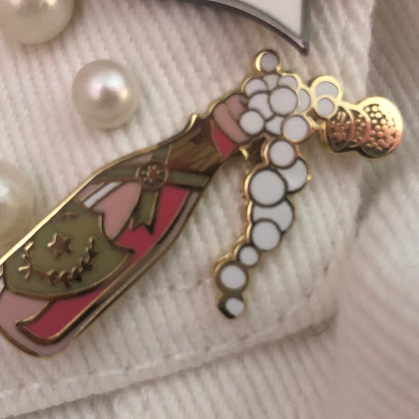 Rose Champagne Pin, Flair – Lapel Pin, Pastel Pink - Blush & Gold Hard ...