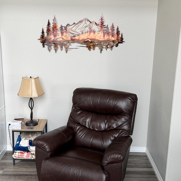 Copper Plated Mountain Reflections Metal Wall Art - Etsy