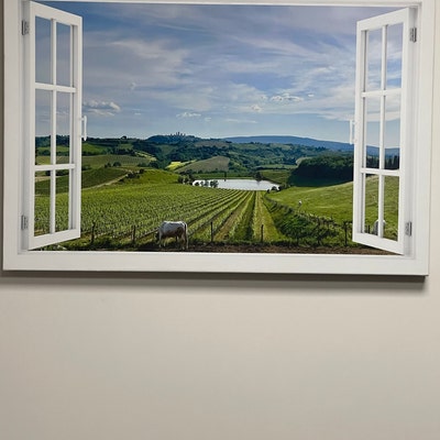 Window Landscape Painting, Window View Canvas, Open Window Wall Art ...