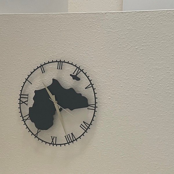 Black Africa Map Clock, Africa Metal Wall Clock, Livingroom Metal Wall ...