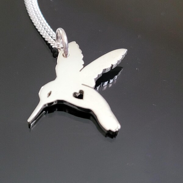 Sterling Silver Hummingbird Heart Handmade Pendant - Etsy
