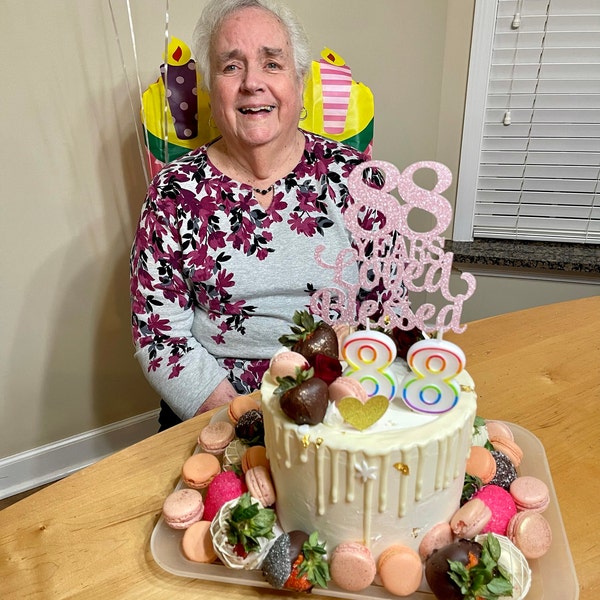 88 Years Loved and Blessed Cake Topper, 88 Cake Topper, Birthday Cake ...