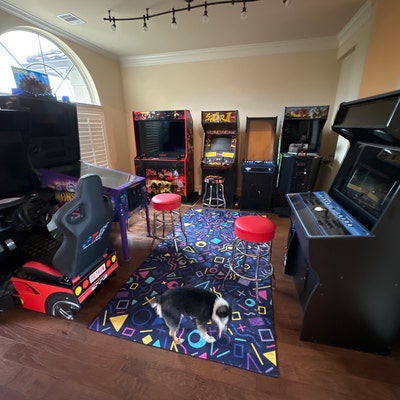 Nostalgic Game Controller Rug, Black and White Gamer Carpet, Game Room ...