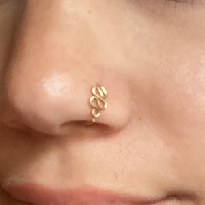 Squared Double Loop Nose Ring in Gold Rose Gold or Sterling - Etsy
