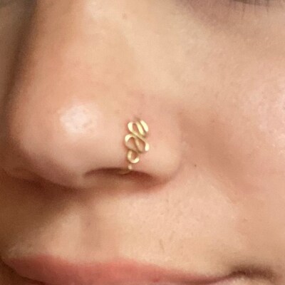 The Sammy Double Loop Nose Ring With Teal Bead in Silver Gold - Etsy