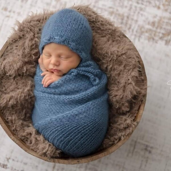 RTS PEPE Chunky Newborn Blanket, Props for Photography, Doubled Knitted ...