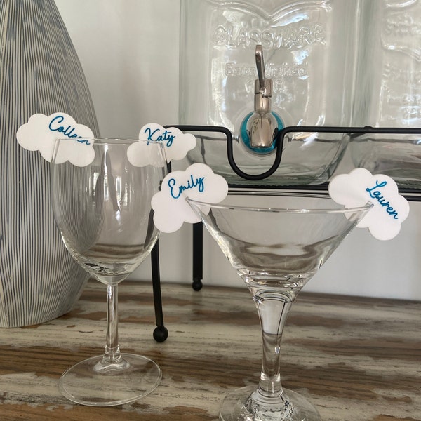 Personalized Cloud Glass Charm | Head in the Cloud Drink Topper Glass ...