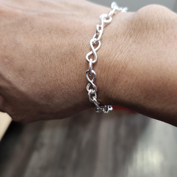 Sterling Silver Chain Bracelet Sterling Silver Double Chain Bracelet Silver Charm Bracelet Heavy ...