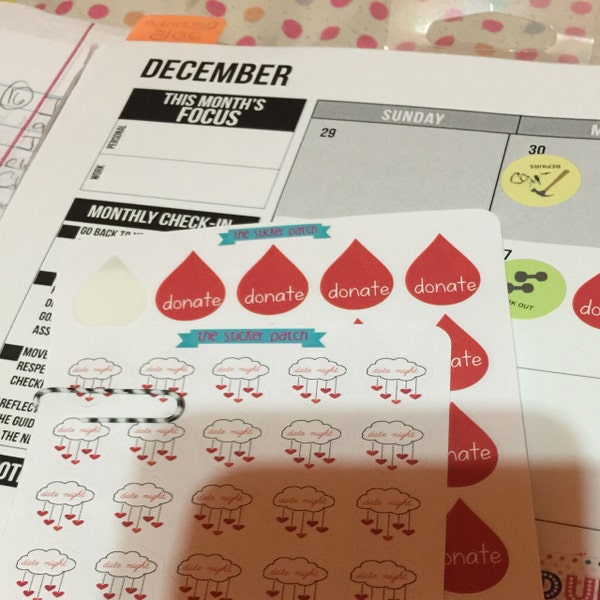 Donate Blood Sticker - Stickers for Planners, Journals, Scrapbooks and ...