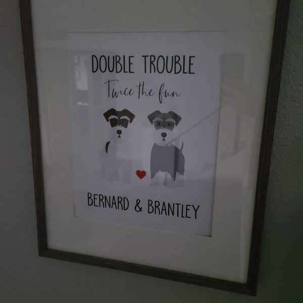 Double Trouble Twice the Fun Schnauzer Print | Custom Dog Picture ...