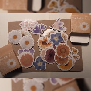 Pressed Flowers Stickers Set, Dried Flowers Stickers Pack, Floral ...
