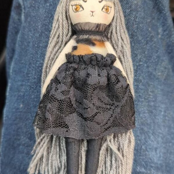 Cat Doll With Yellow Eyes (10inch), Cat Doll, Cat Lover, Heirloom Doll ...